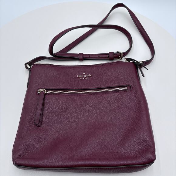 kate spade | Bags | Kate Spade Burgandy Pebble Leather Cross Body Purse ...